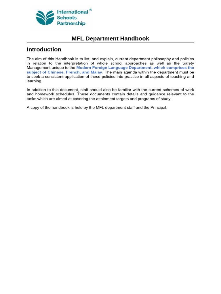 MFL Department Policies and Practices | PDF | Language Education ...
