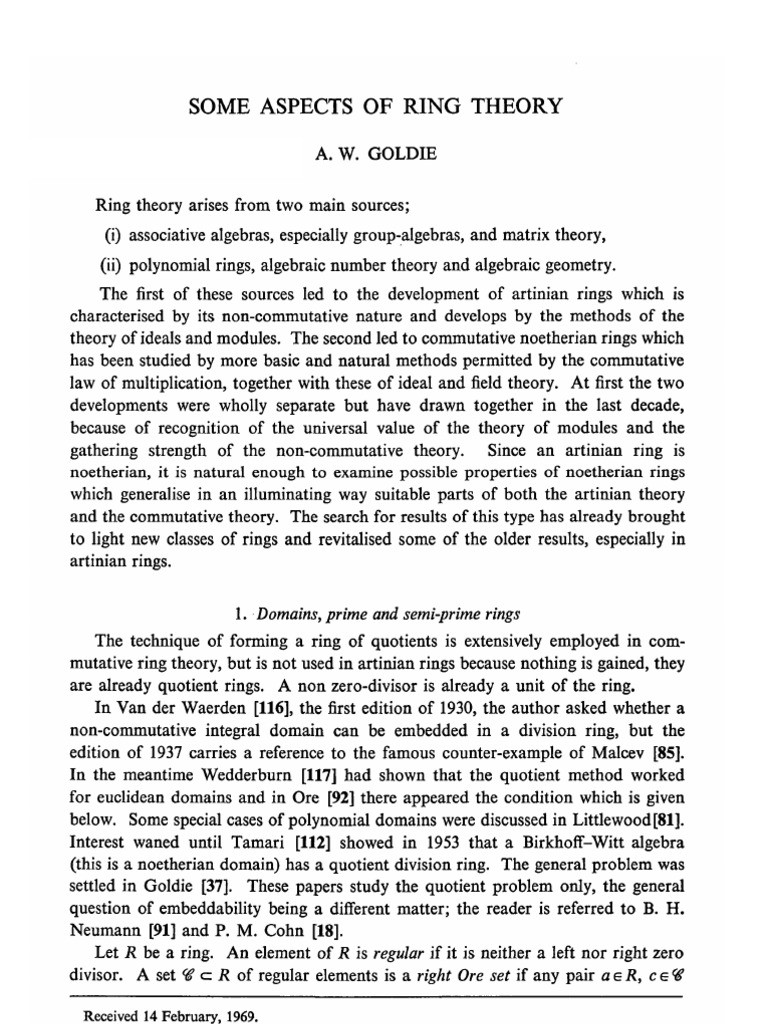 Some Aspects Of Ring Theory Pdf Ring Mathematics Ring Theory