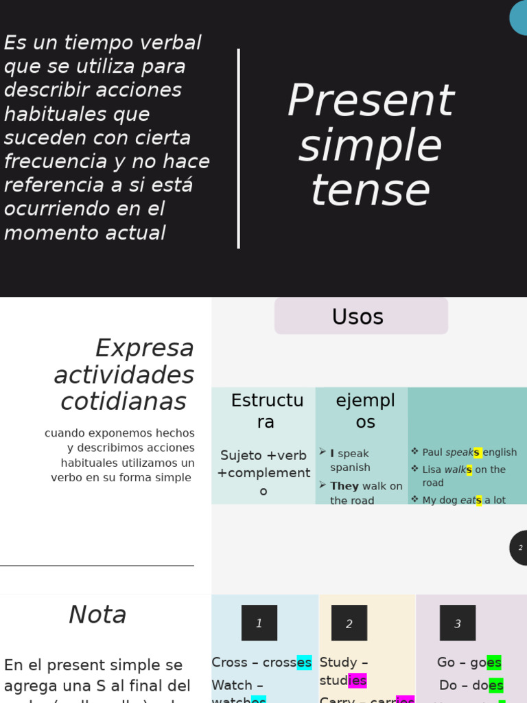 Copia de Presente Simple Inglés | PDF | Sintaxis | Morfología Lingüística