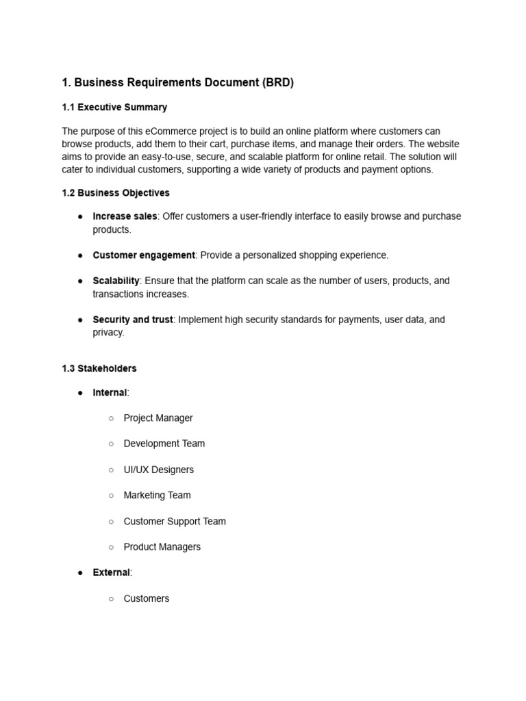 BRD Sample | PDF | E Commerce | Online Shopping