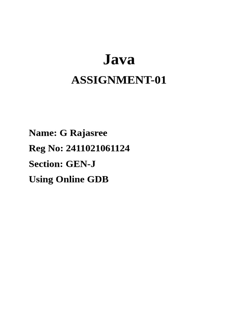 Java Assignment 1 | PDF