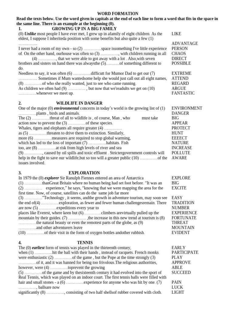 Word Formation-lexical Cloze Test-transformation | PDF | Copyright | Dances