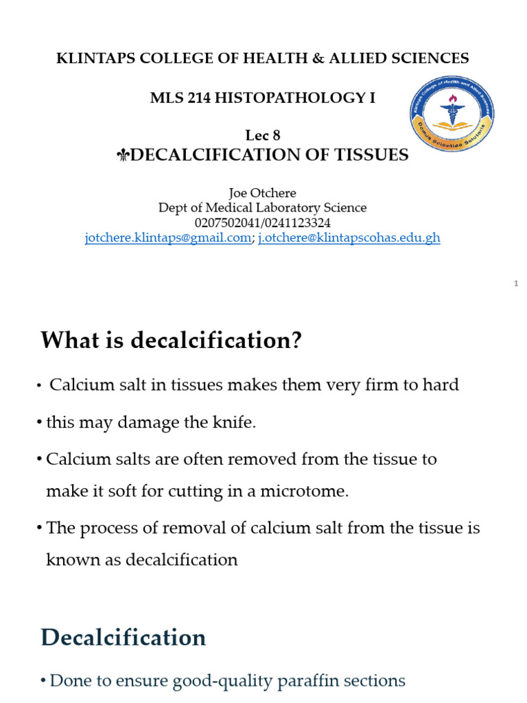 Decalcification Techniques in Histopathology | PDF ...