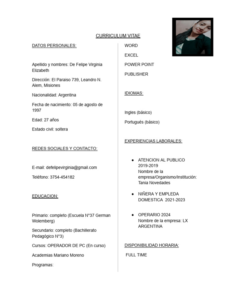 Currículum Vitae de Virginia De Felipe | PDF