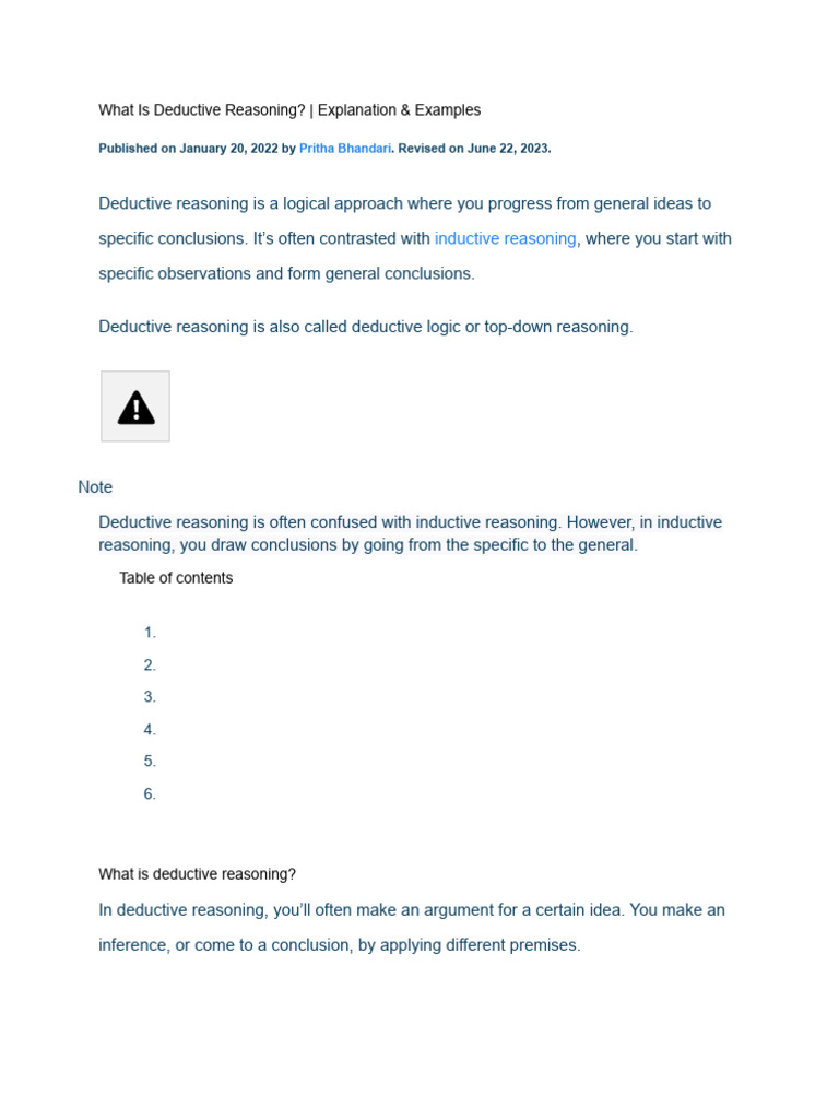 Understanding Deductive Reasoning Explained | PDF