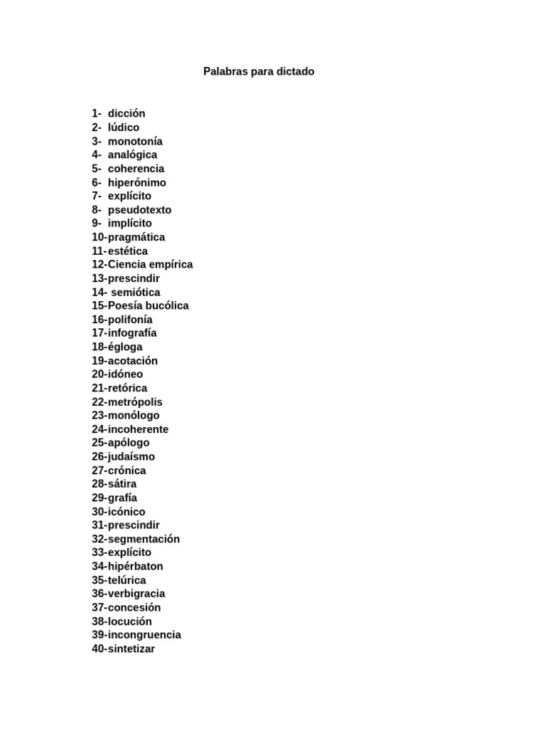 Palabras para Dictado | PDF