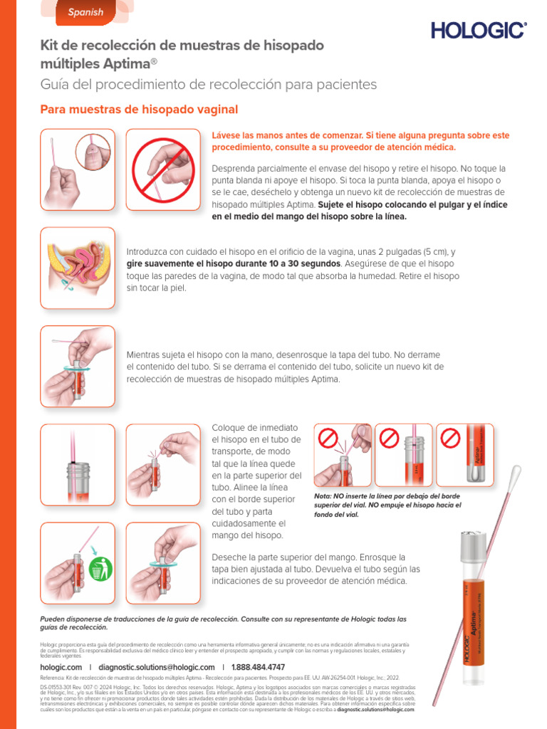 Aptima Multitest Patient Vaginal Collection Guide Spanish DS 01553 301 ...