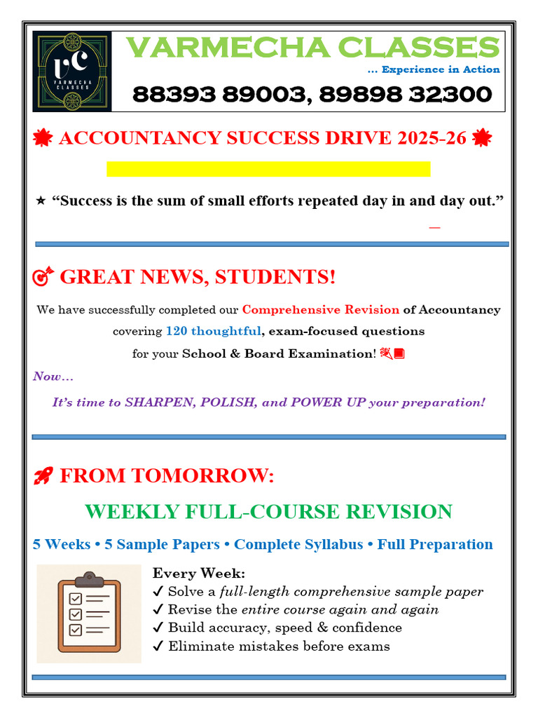 Weekly Accountancy Revision Sessions | PDF