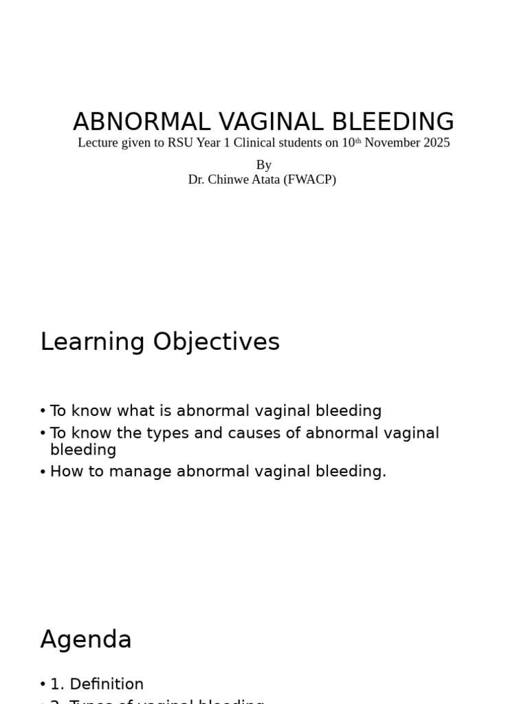 Understanding Abnormal Vaginal Bleeding | PDF | Vagina | Gynaecologic ...