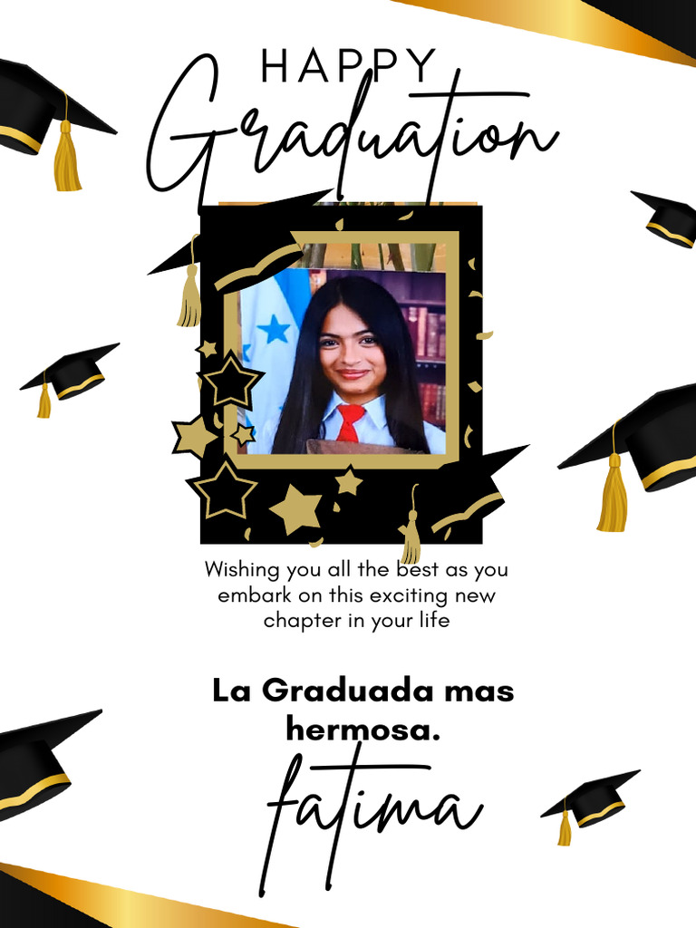 Black and White Simple Happy Graduation Document A4 Portrait | PDF