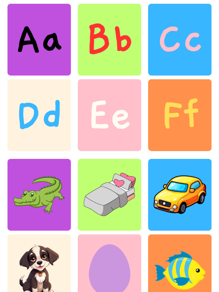 Alphabet Handwritten Colorful Flashcard Sheets | PDF