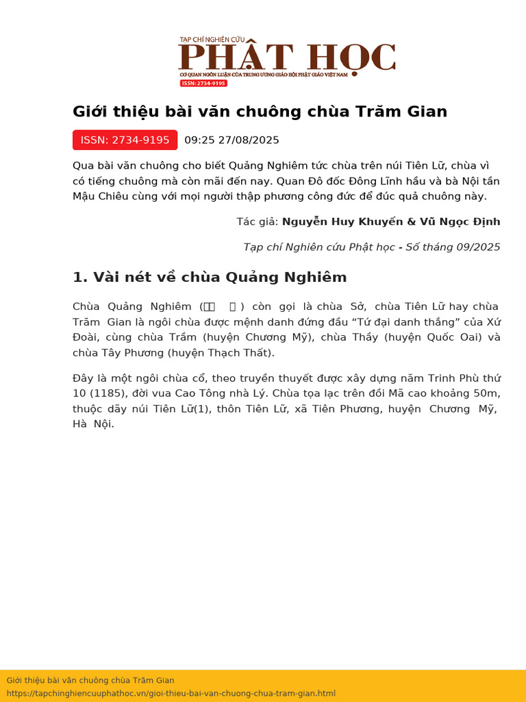 Gioi Thieu Bai Van Chuong Chua Tram Gian | PDF