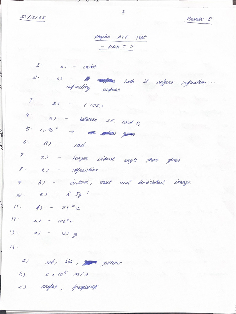 Physics ATP Test Part 2 | PDF