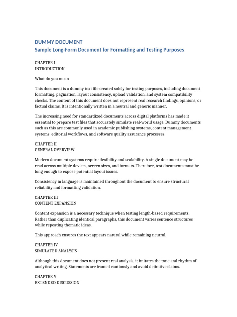 Dummy Document for Testing Formats | PDF | Page Layout | Paragraph