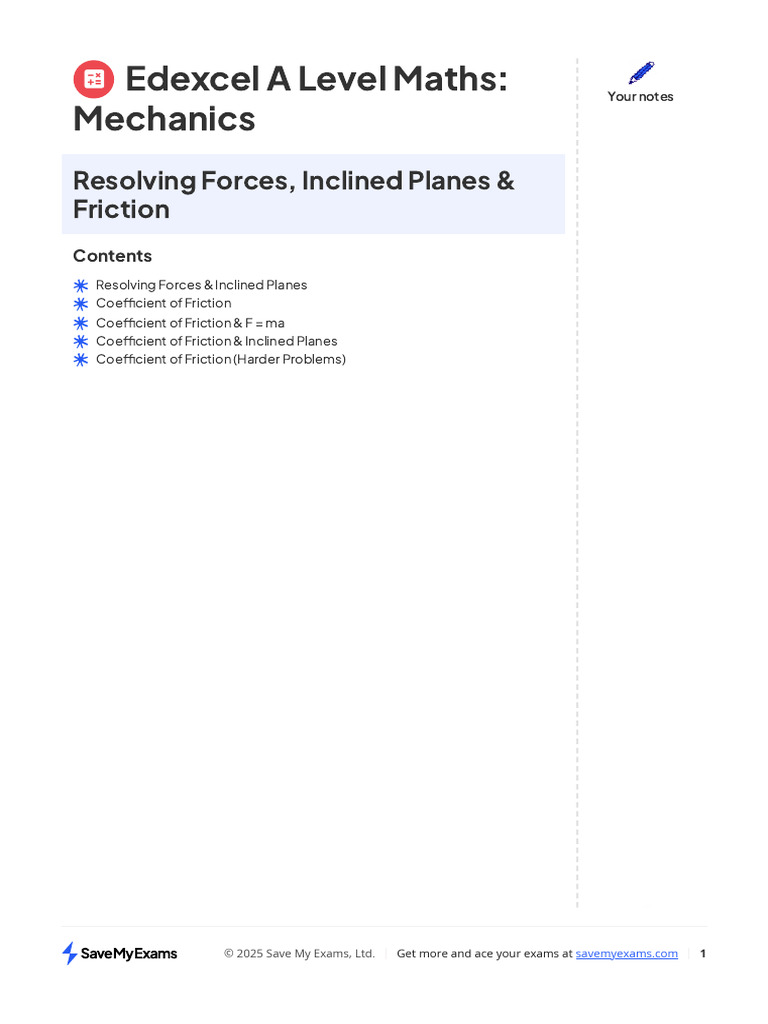 Resolving Forces, Inclined Planes and Friction | PDF | Force | Friction