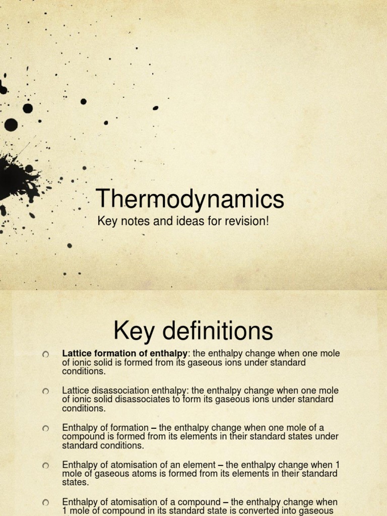 Thermodynamics: Key Notes and Ideas For Revision! | PDF | Ionic Bonding ...