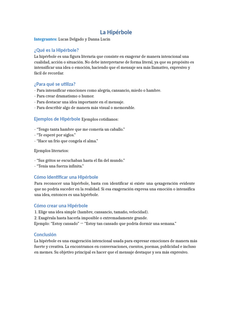 ¿Qué es la Hipérbole? Definición y Ejemplos | PDF