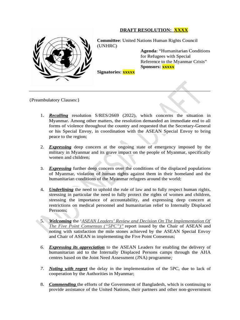 DRAFT RESOLUTION | PDF