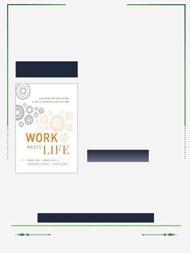 Work Meets Life Exploring the Integrative Study of Work in Living ...