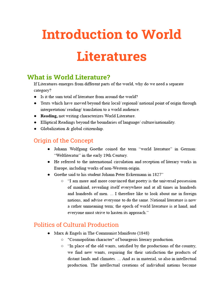 Understanding World Literature Concepts | PDF
