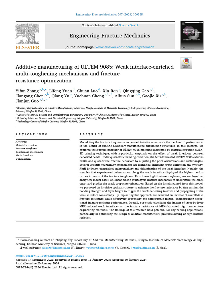 Enhancing Fracture Toughness in ULTEM 9085 | PDF | Fracture | Strength ...