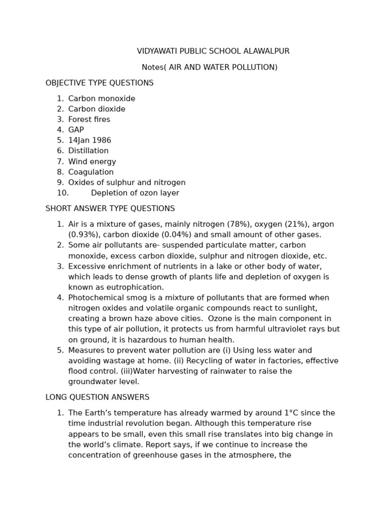 Air and Water Pollution Study Guide | PDF | Atmosphere Of Earth | Ozone