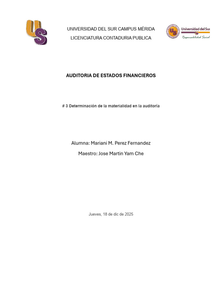 actividad 3 | PDF | Auditoría | Estado financiero