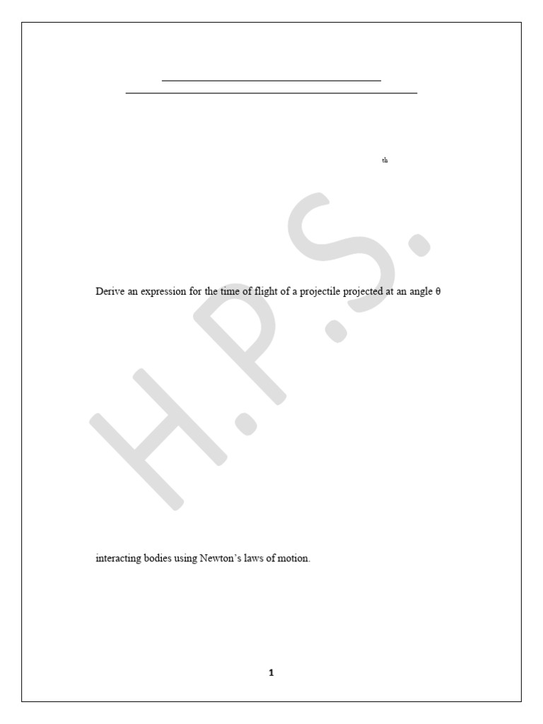 Important Physics Derivations for Class XI | PDF | Force | Gases