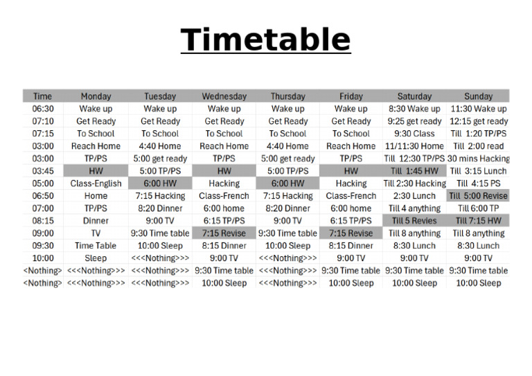 Timetable | PDF