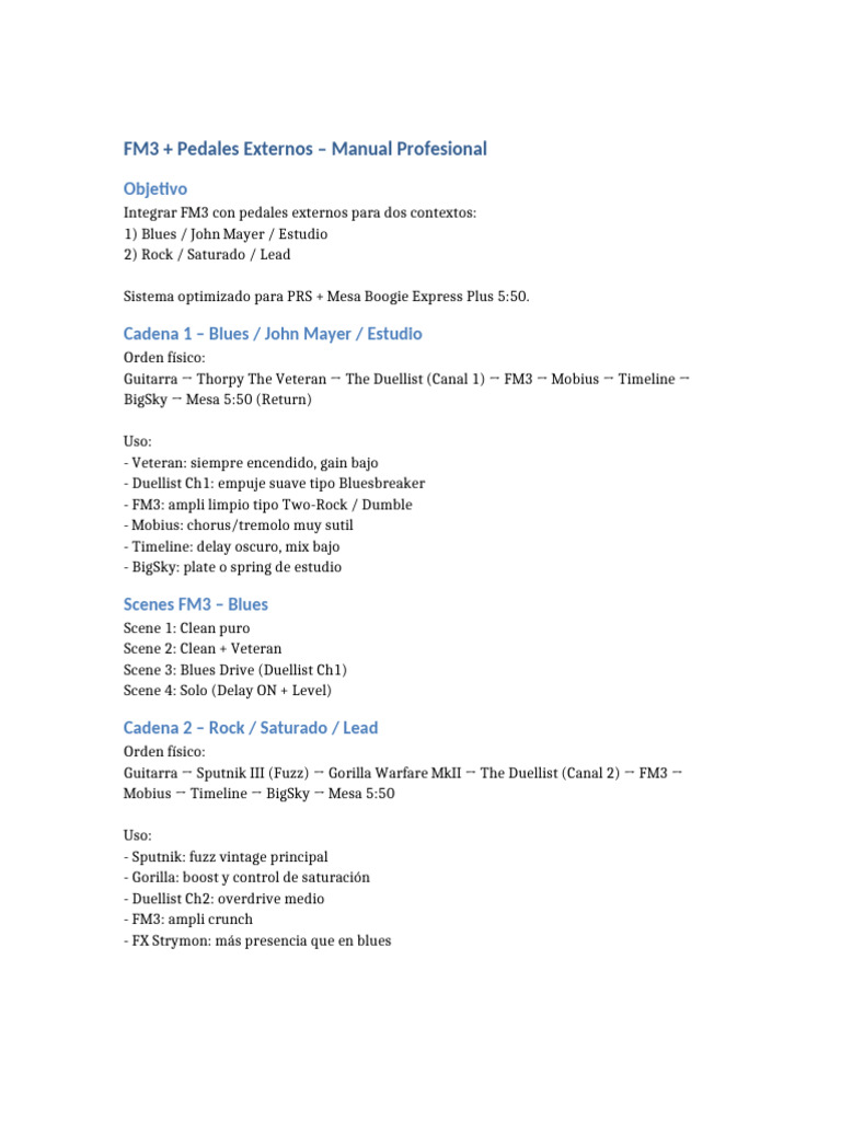 FM3 Pedales Manual Profesional | PDF