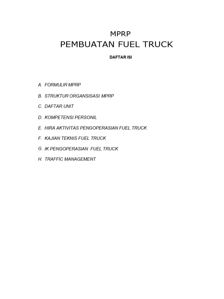 Permohonan MPRP Unit Fuel Truck | PDF