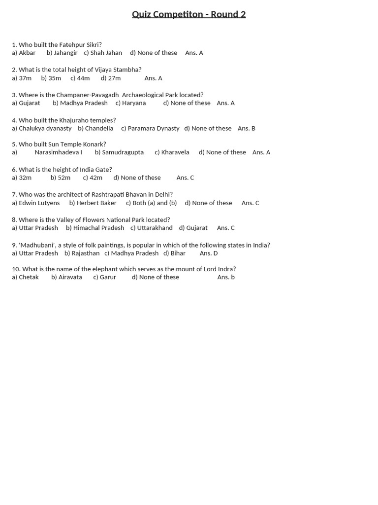 Quiz Round 2 - 230516 - 123715 | PDF