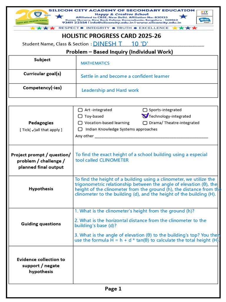 Holistic Progress Card 2025-26 | PDF | Creativity | Learning