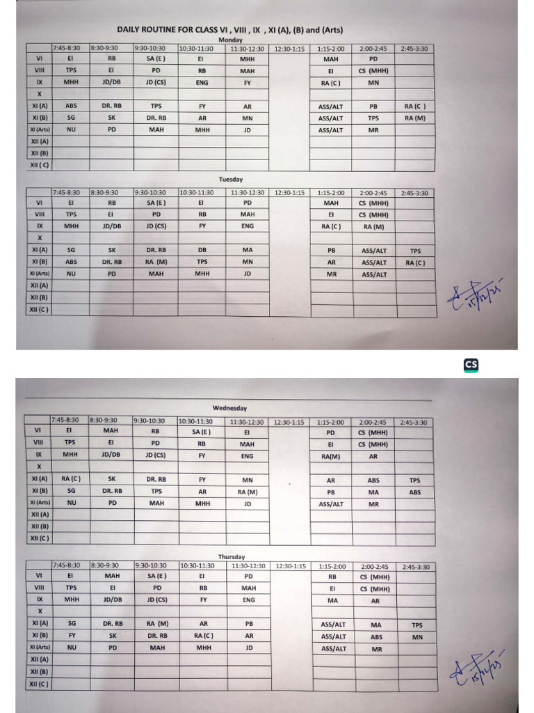 Daily Class Routine-1 | PDF