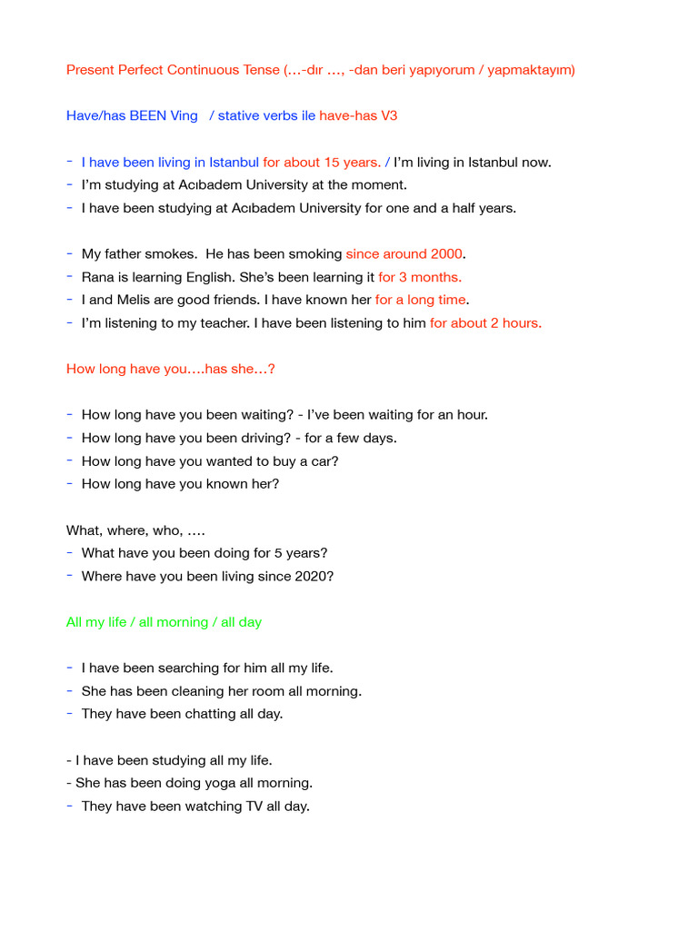 Rana - Present Perfect Continuous. | PDF