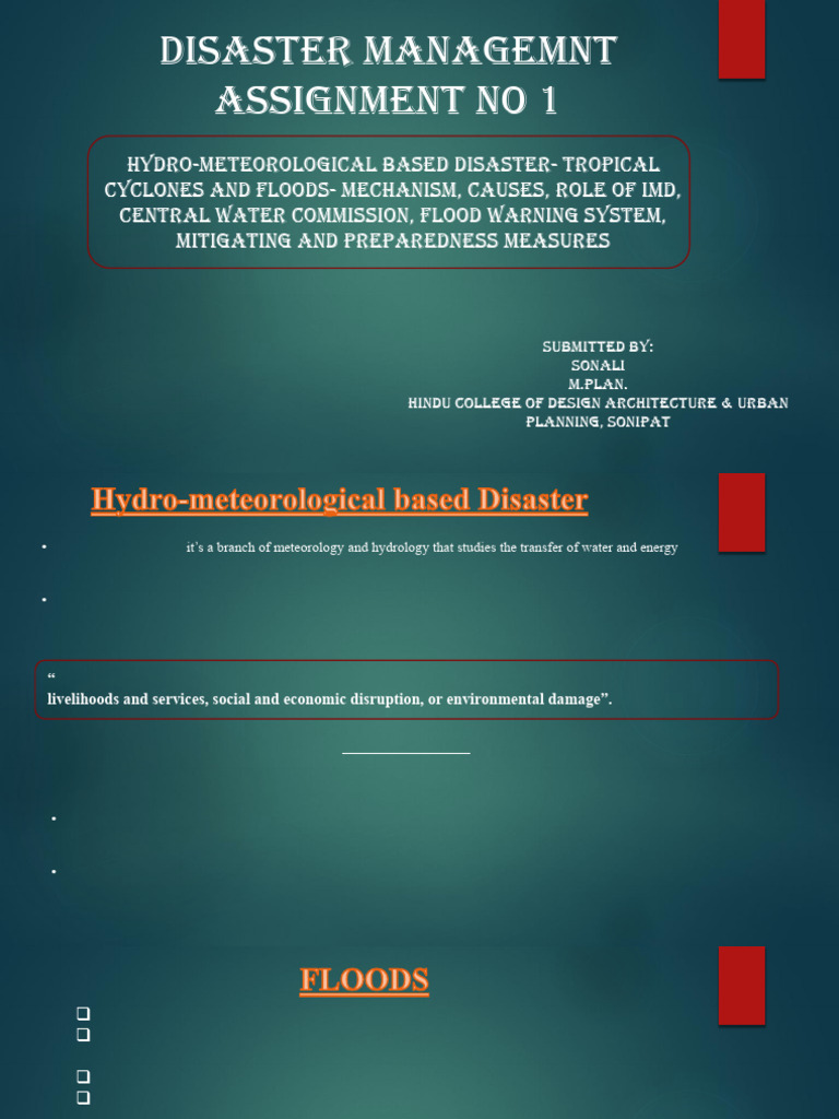 Assignment No 1 (Disaster Managment) | PDF | Tropical Cyclones | Flood