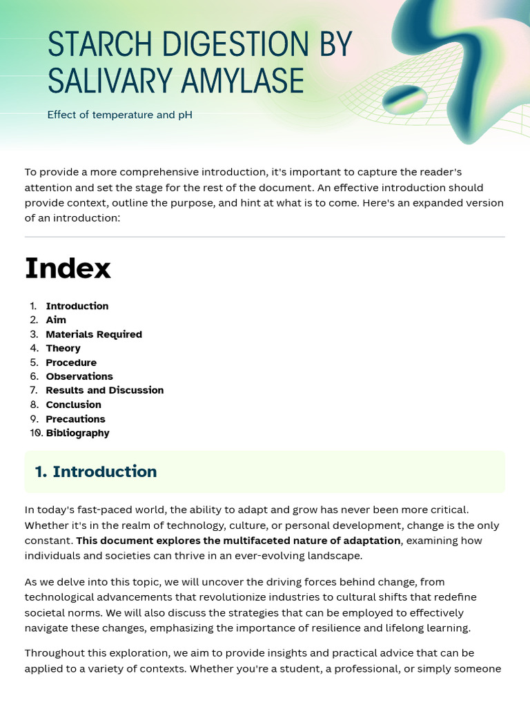 Starch Digestion by Salivary Amylase | PDF | Chemistry