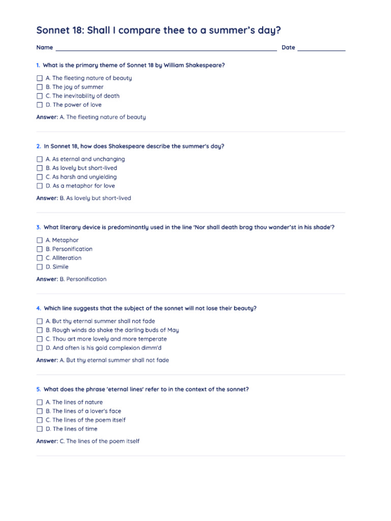 Shall I Compare Thee | PDF