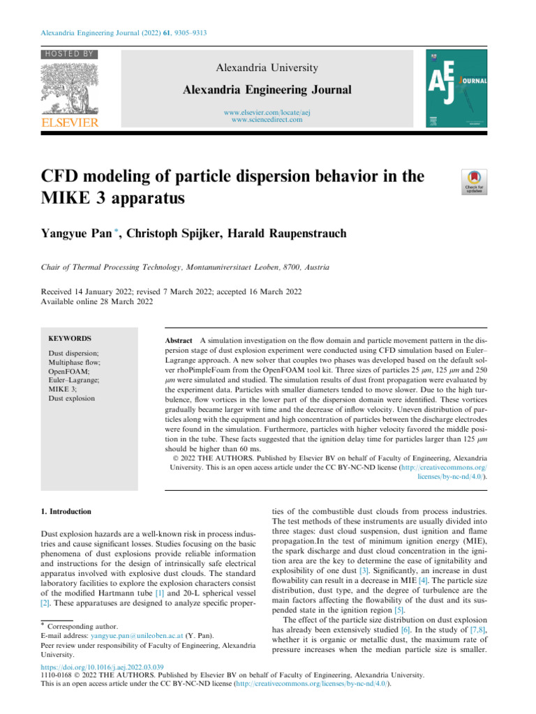 CFD Analysis of Dust Dispersion in MIKE 3 | PDF | Gases | Momentum