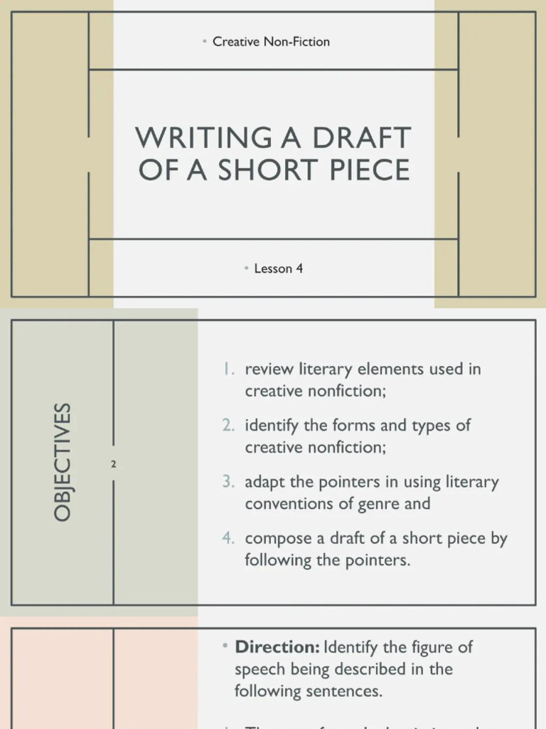 Creative Non Fiction Lesson 4 Writing A Draft - PPTX 20251124 142025 | PDF