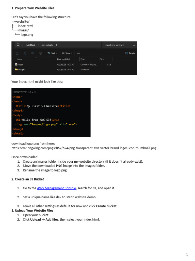 Host a Static Website on AWS S3 | PDF | Computer File | Websites