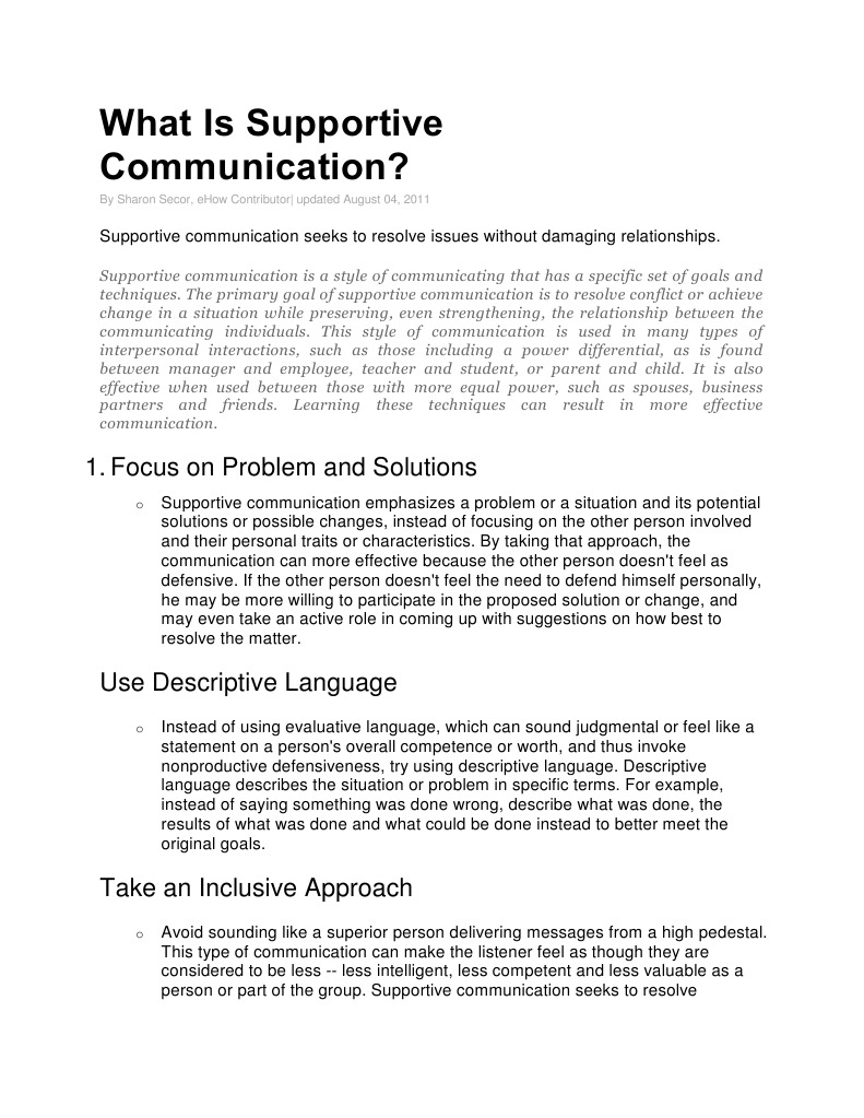 What Is Supportive Communication | PDF | Competence (Human Resources ...