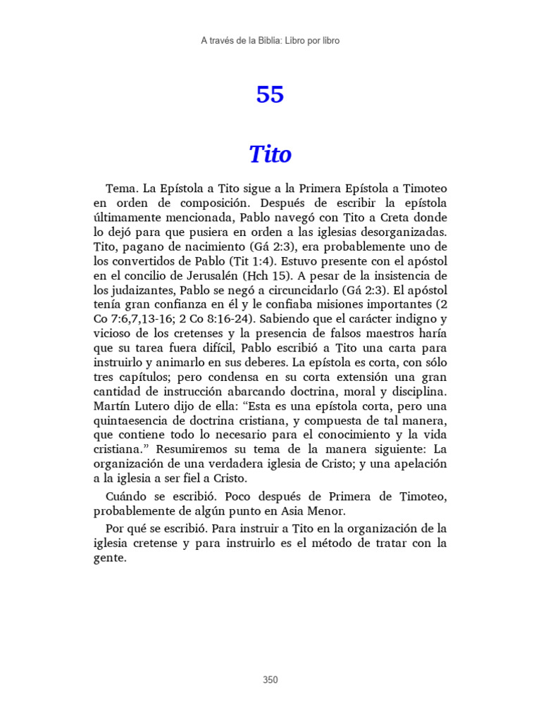 Epístola a Tito: Organización e Instrucción | PDF | Pablo el apóstol ...