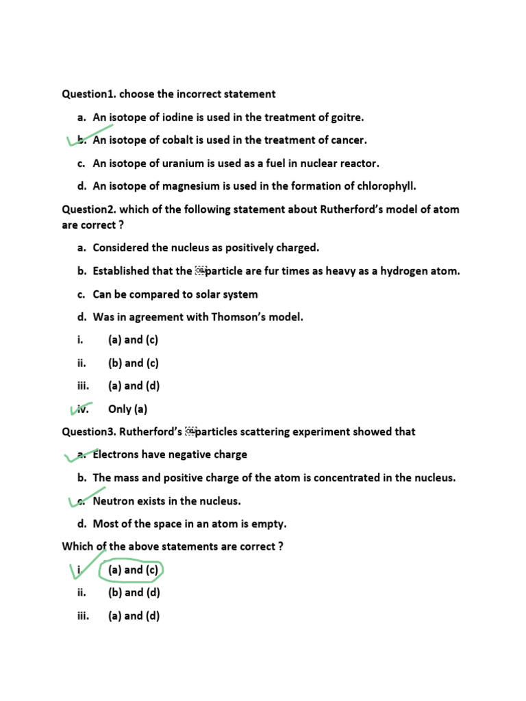 Atomic Structure and Isotope Quiz | PDF | Atoms | Atomic Nucleus