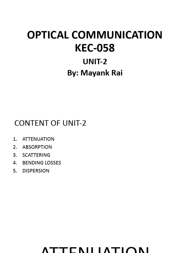 OPTICAL COMMUNICATION UNIT-2.pptx - Google Slides | PDF