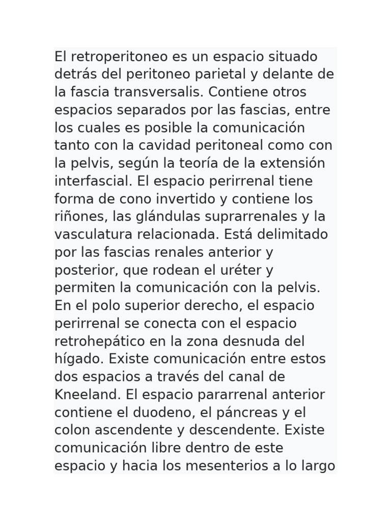 Anatomía del Retroperitoneo y Comunicaciones | PDF | Abdomen ...