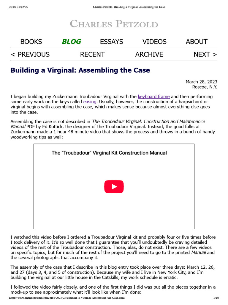 Building a Virginal: Case Assembly Guide | PDF