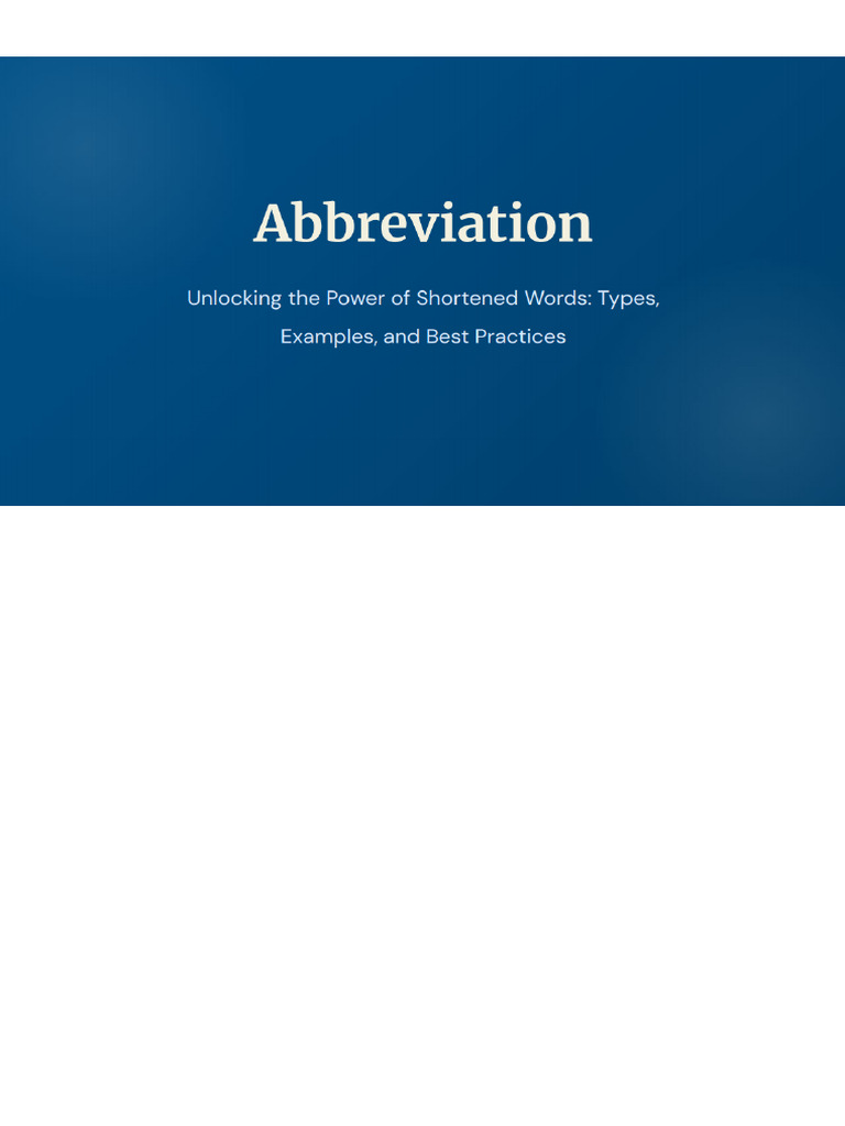 Abbreviation Presentation | PDF