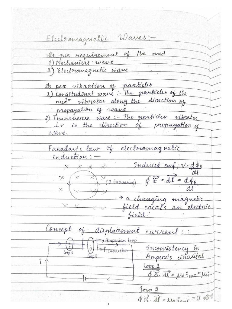 Electromagnetic Waves (Hand Written Note PDF Class 12th Physics) | PDF
