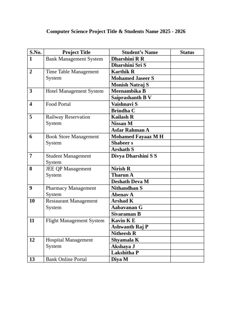 Computer Science Project Title | PDF